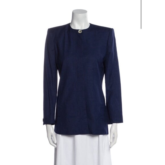 Dior | Jackets & Coats | Christian Dior Authentic Solid Navy Blue Long ...